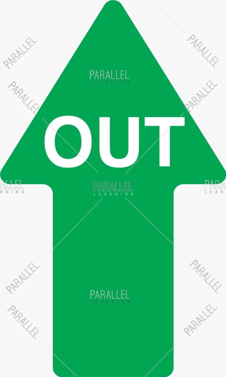 Out Arrow signage & sticker